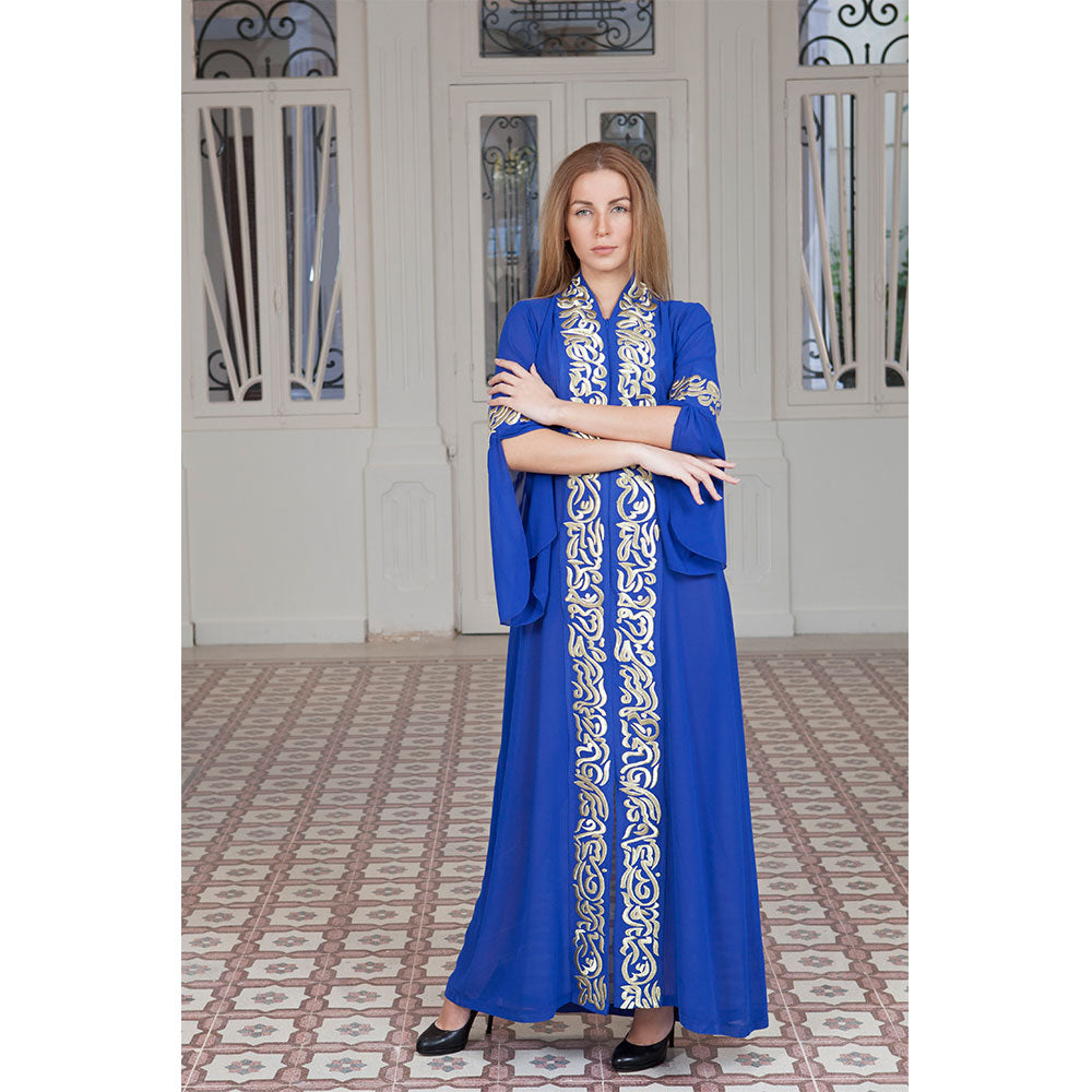 Arabic Calligraphy Blue Abaya