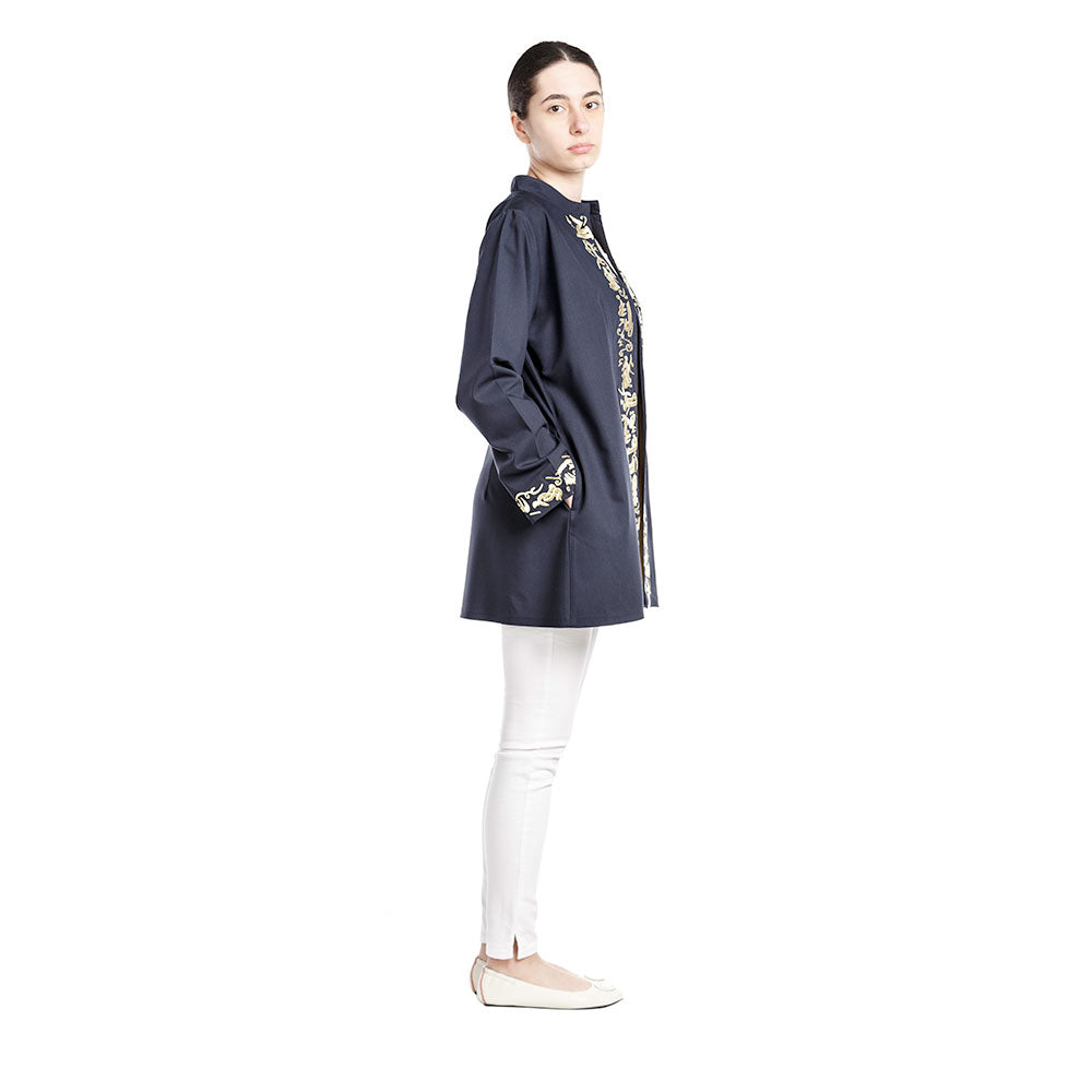 Arabic Calligraphy Jacket - Navy Blue