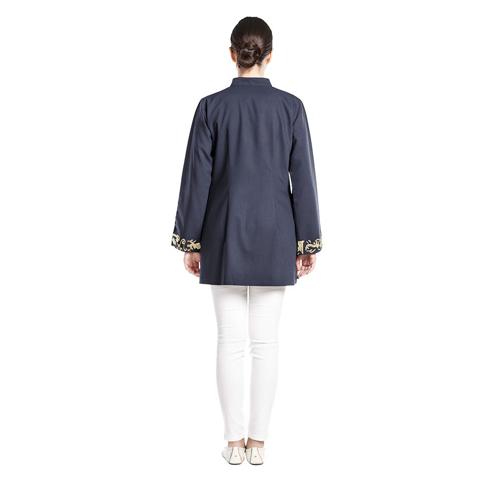 Arabic Calligraphy Jacket - Navy Blue