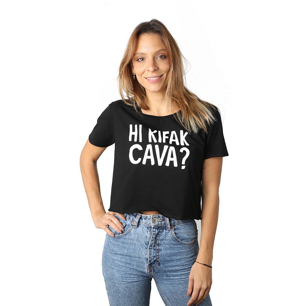 Hi Kifak Cava Black Crew Neck Crop Top